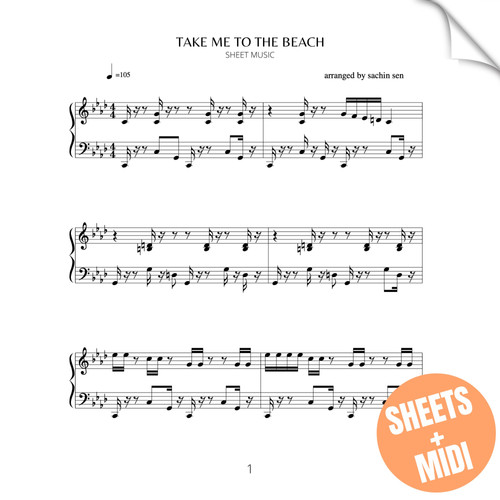 Take Me to the Beach (SHEET MUSIC & MIDI) | Sachin Sen