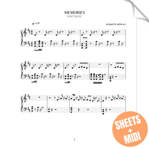 Memories (SHEET MUSIC & MIDI) | Sachin Sen