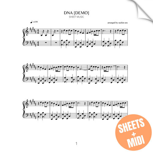 dna [demo] SHEET MUSIC & MIDI | Sachin Sen