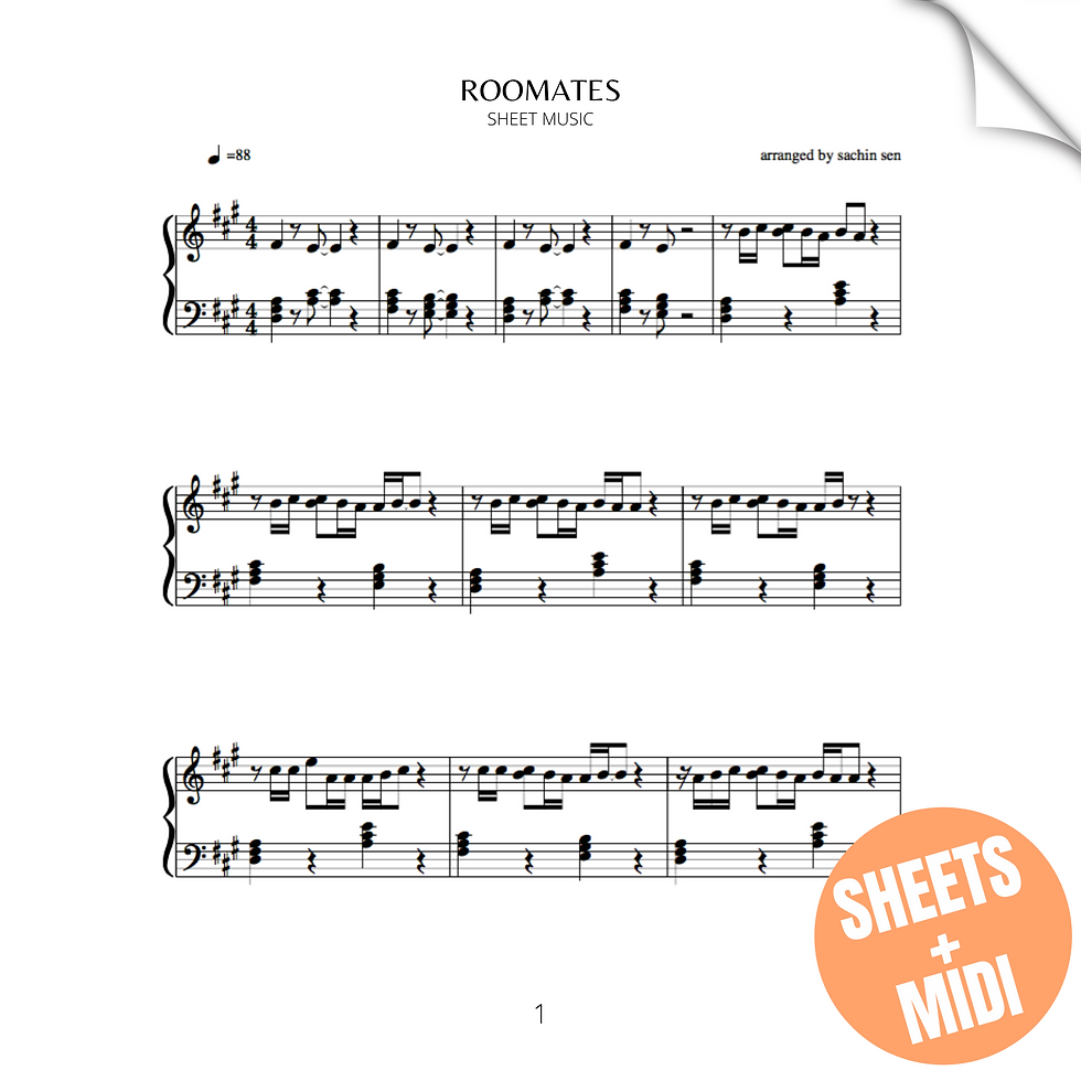 Roommates (SHEET MUSIC & MIDI) | Sachin Sen