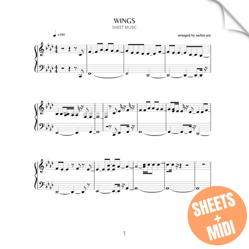 Wings (SHEET MUSIC & MIDI) | Sachin Sen