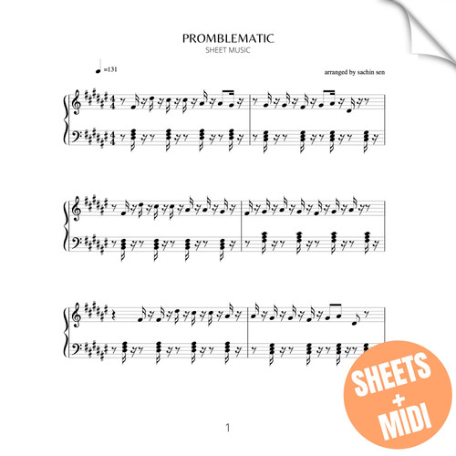 Problematic (SHEET MUSIC & MIDI) | Sachin Sen