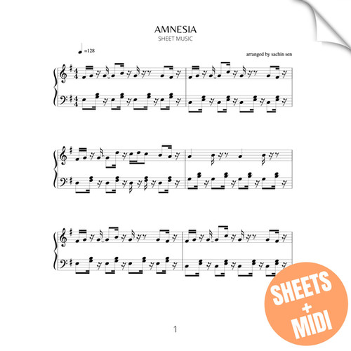 AMNESIA (SHEET MUSIC & MIDI) | Sachin Sen