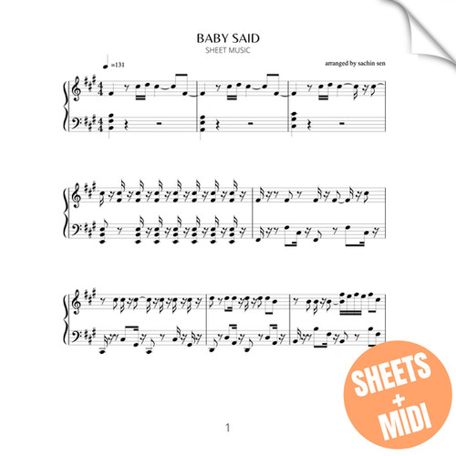 BABY SAID (SHEET MUSIC & MIDI) | Sachin Sen