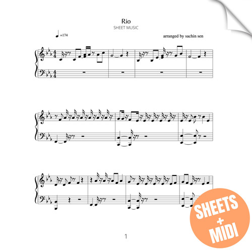 Rio (SHEET MUSIC & MIDI) | Sachin Sen
