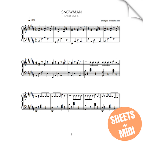 SNOWMAN (SHEET MUSIC & MIDI) | Sachin Sen