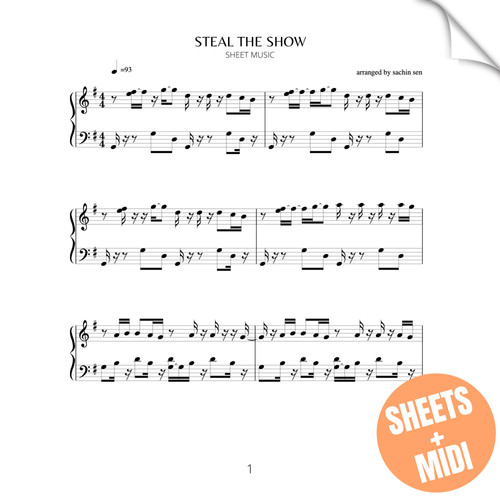 Steal The Show (SHEET MUSIC & MIDI) | Sachin Sen