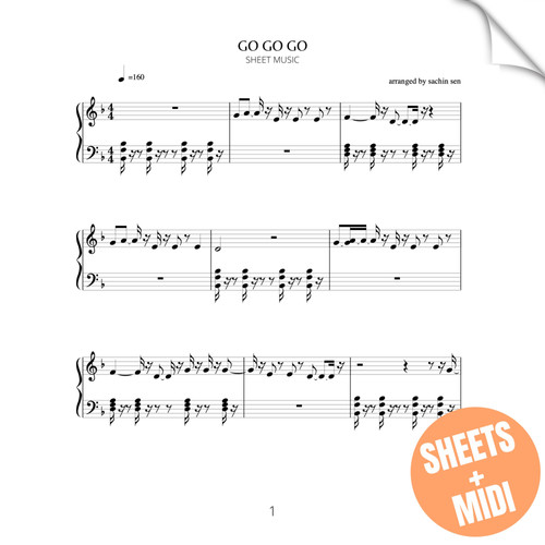 GO GO GO (SHEET MUSIC & MIDI) | Sachin Sen