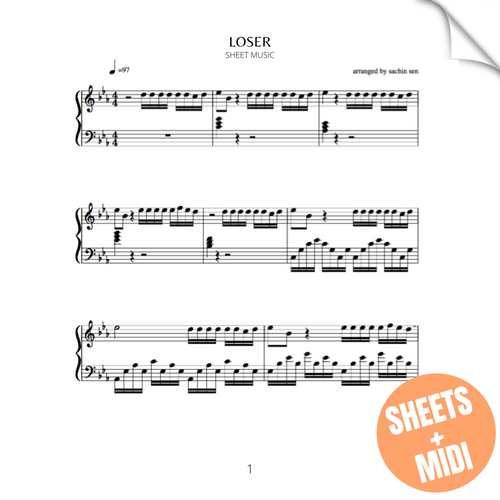 Loser (SHEET MUSIC & MIDI) | Sachin Sen