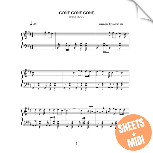 Gone Gone Gone (SHEET MUSIC & MIDI) | Sachin Sen