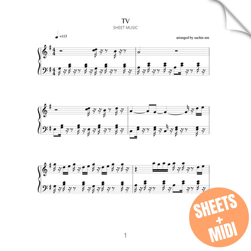 TV (SHEET MUSIC & MIDI) | Sachin Sen