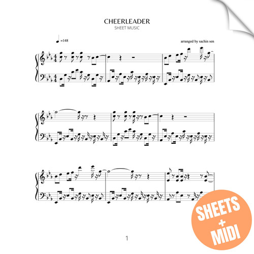 Cheerleader (SHEET MUSIC & MIDI) | Sachin Sen