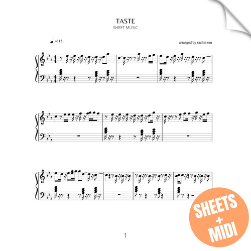 Taste (SHEET MUSIC & MIDI) | Sachin Sen