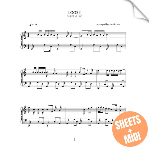 Loose (SHEET MUSIC & MIDI) | Sachin Sen