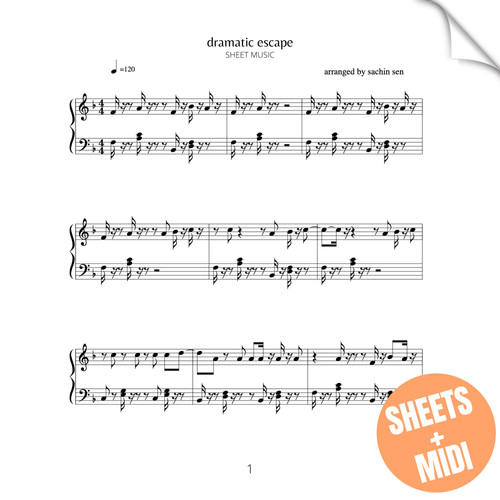 dramatic escape (SHEET MUSIC & MIDI) | Sachin Sen