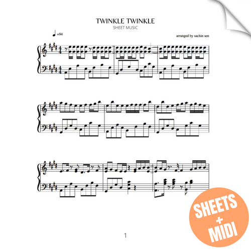 TWINKLE TWINKLE (SHEET MUSIC & MIDI) | Sachin Sen