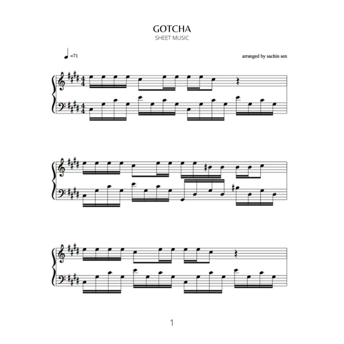 GOTCHA (SHEET MUSIC & MIDI) | Sachin Sen