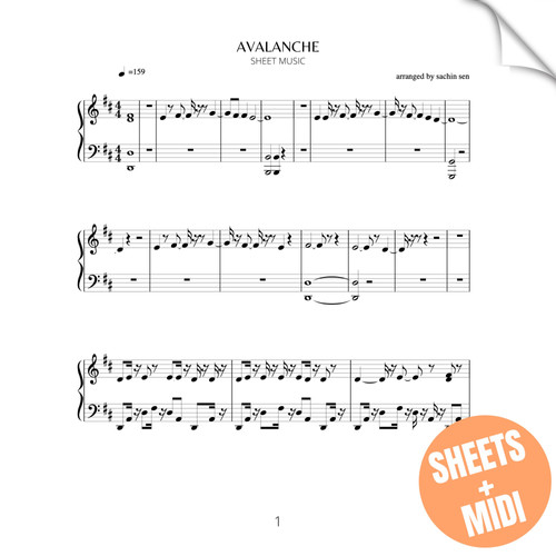 Avalanche (SHEET MUSIC & MIDI) | Sachin Sen