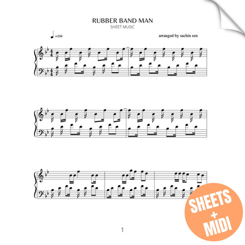 Rubber Band Man (SHEET MUSIC & MIDI) | Sachin Sen