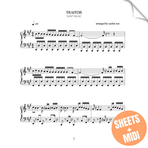 Traitor (SHEET MUSIC & MIDI) | Sachin Sen