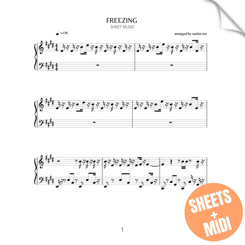 Freezing (SHEET MUSIC & MIDI) | Sachin Sen