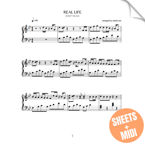Real Life (SHEET MUSIC & MIDI) | Sachin Sen
