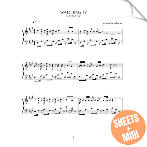 Watching TV (SHEET MUSIC & MIDI) | Sachin Sen