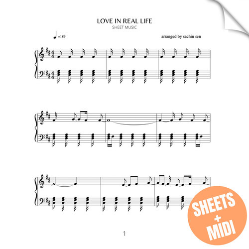Love in Real Life (SHEET MUSIC & MIDI) | Sachin Sen