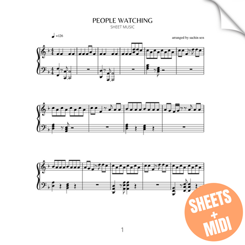 People Watching (SHEET MUSIC & MIDI) | Sachin Sen