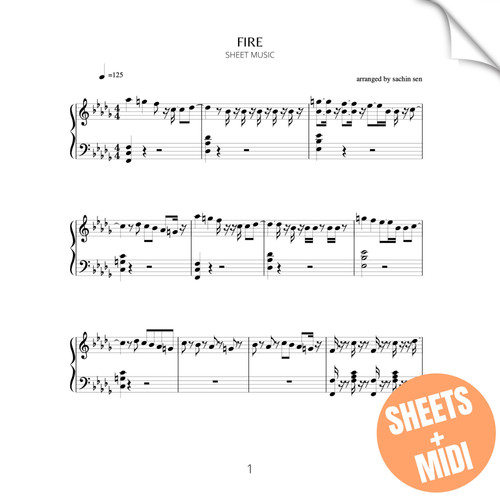 Fire (SHEET MUSIC & MIDI) | Sachin Sen