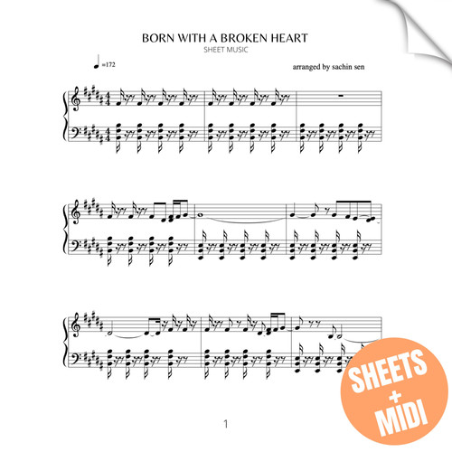 Born With a Broken Heart (SHEET MUSIC & MIDI) | Sachin Sen