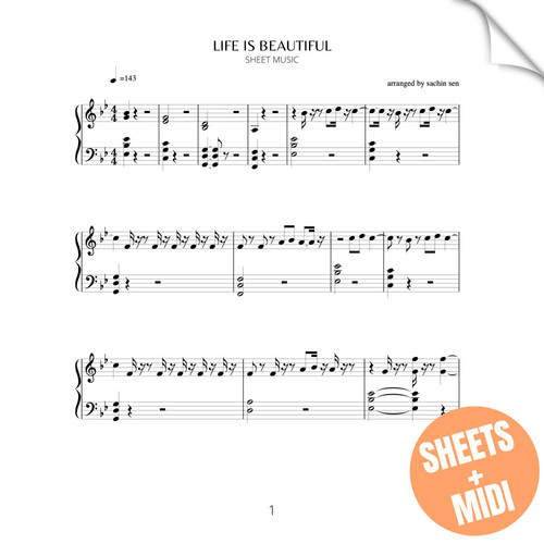 Life Is Beautiful (SHEET MUSIC & MIDI) | Sachin Sen