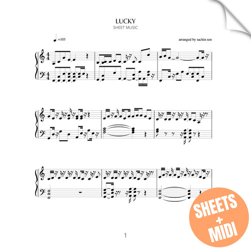 Lucky (SHEET MUSIC & MIDI) | Sachin Sen