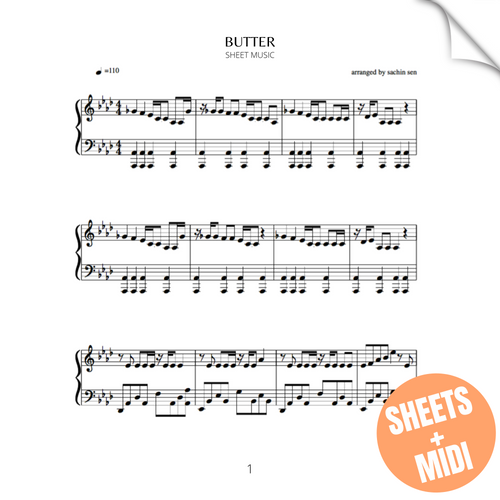 Butter (SHEET MUSIC & MIDI) | Sachin Sen