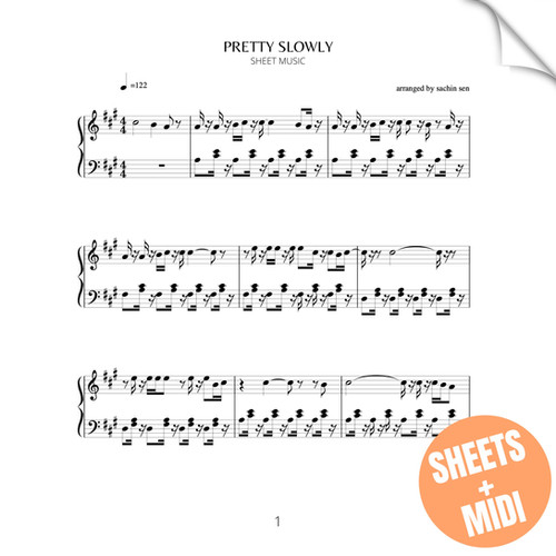 Pretty Slowly (SHEET MUSIC & MIDI) | Sachin Sen