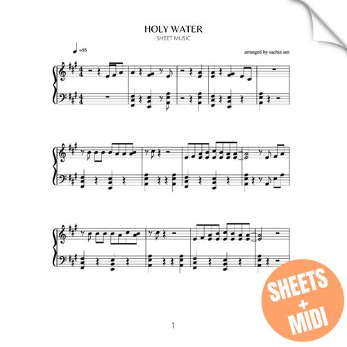 Holy Water (SHEET MUSIC & MIDI) | Sachin Sen