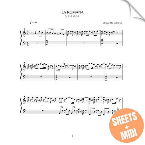 La Romana (SHEET MUSIC & MIDI) | Sachin Sen