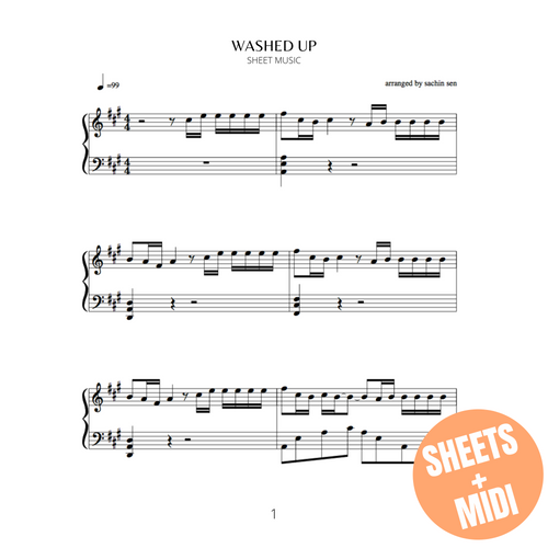 Washed Up (SHEET MUSIC & MIDI) | Sachin Sen