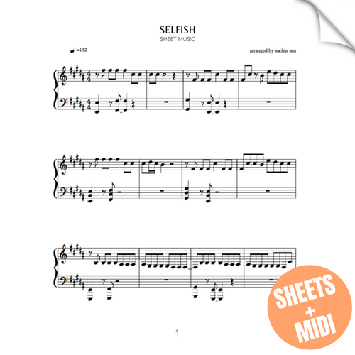 Selfish (SHEET MUSIC & MIDI) | Sachin Sen