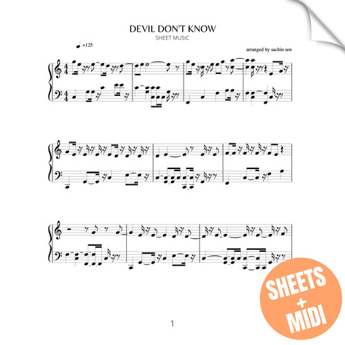 Devil Don’t Know (SHEET MUSIC & MIDI) | Sachin Sen