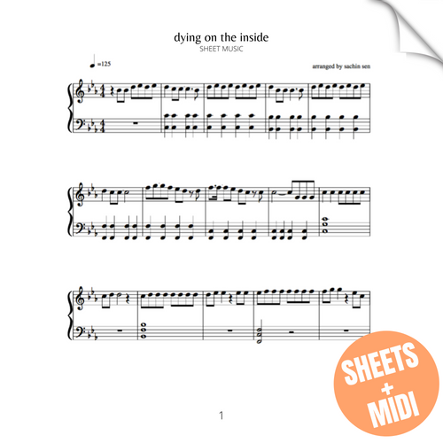 dying on the inside (SHEET MUSIC & MIDI) | Sachin Sen