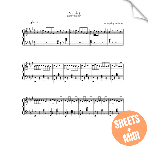 bad day (SHEET MUSIC & MIDI) | Sachin Sen