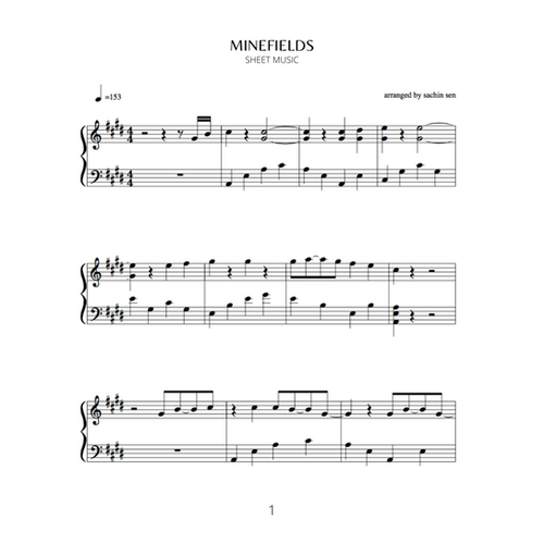 Minefields (SHEET MUSIC & MIDI) | Sachin Sen