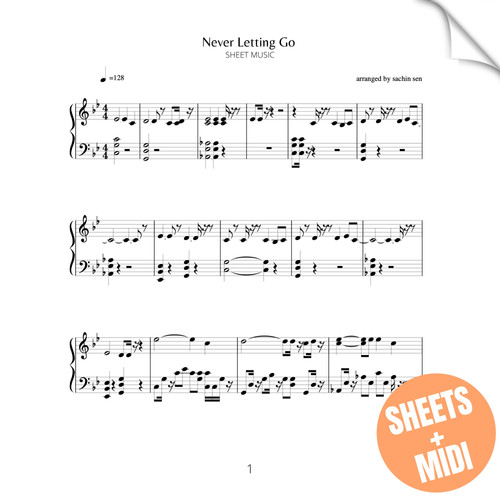 Never Letting Go (SHEET MUSIC & MIDI) | Sachin Sen