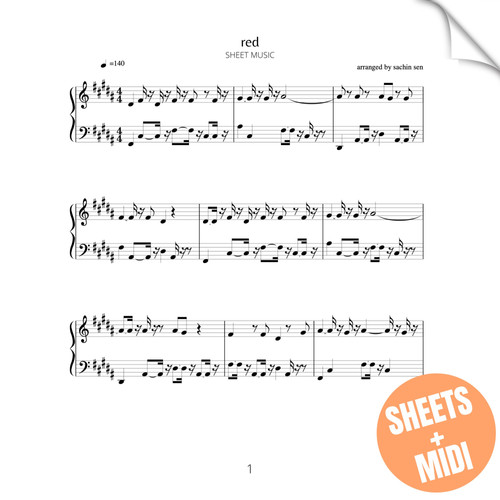 red (SHEET MUSIC & MIDI) | Sachin Sen