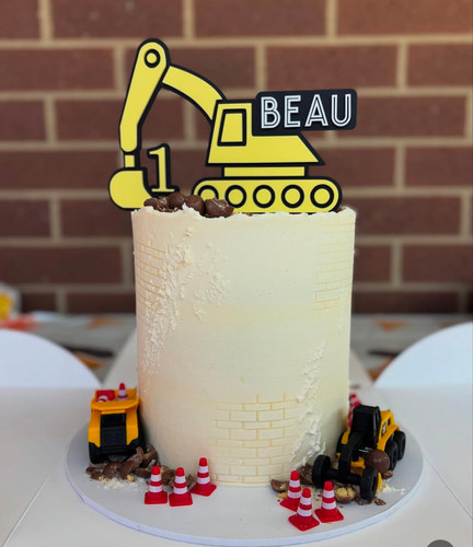 Digger with "Name" & "Number" Cake topper | Gold Craft Designs 1