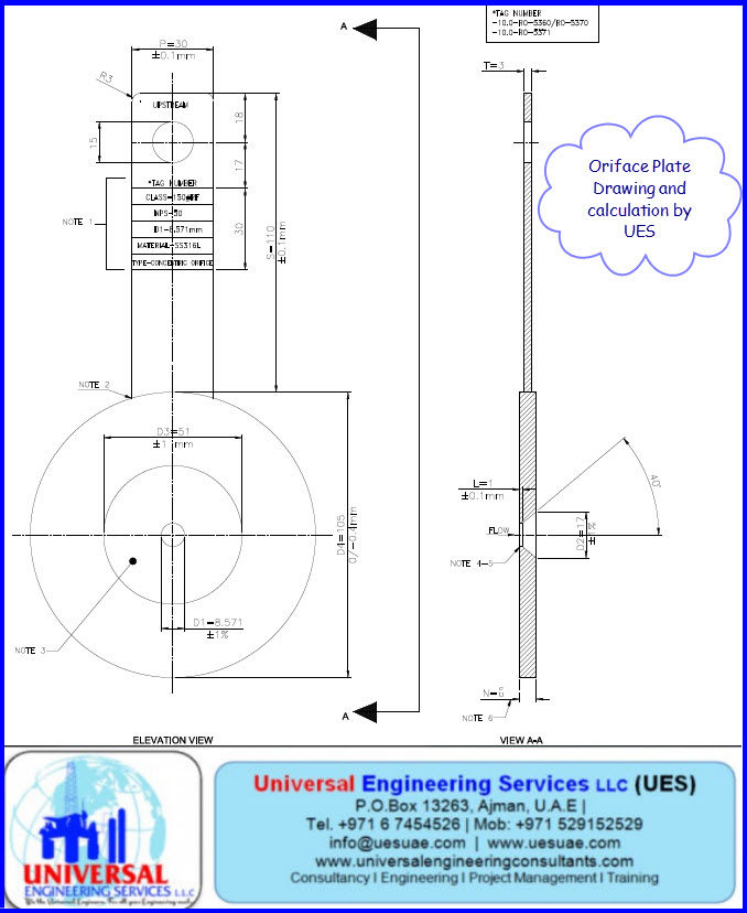 Orifice Plate Drawing & Calculation