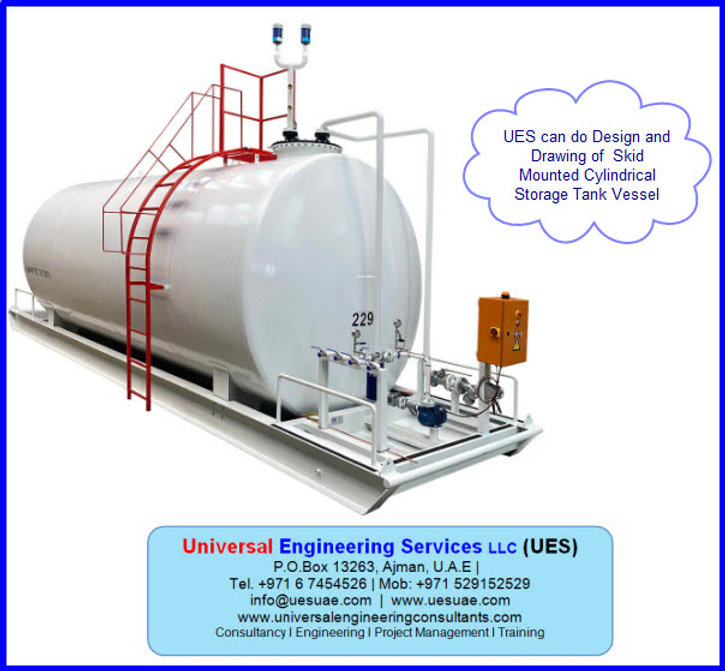 Design and Drawing of Skid Mounted Cylindrical Storage Tank Vessel