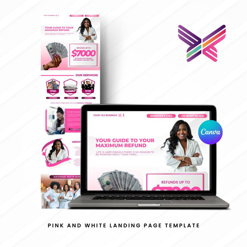Pink and White Landing Page Template | Phyl Graphics