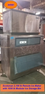 Scotsman 2,100 lb Remote Ice Maker / 1030 lb Modular Ice Storage Bin ...